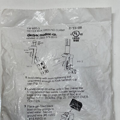 EM-MB5-3, Meter Box Ground Clamp Electric Motion 3 ground wires capable ...