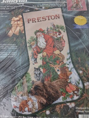 Forest Santa Stocking Counted Cross Stitch Stocking Chart Janlynn CHART ...