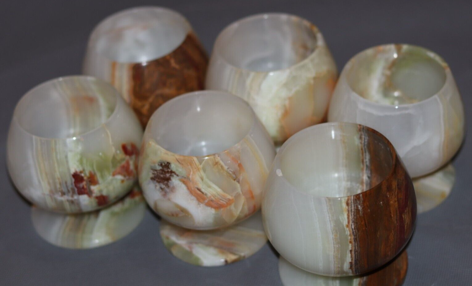 NATURAL ONYX GOBLETS WINE/ALCOHOL GLASS - 6 PIECES, 4" X 4" X 4", Cap ...