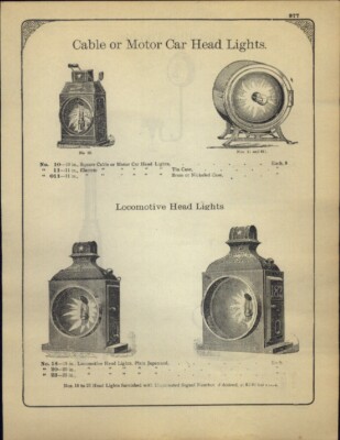 1890s PAPER AD Star Brand Cable Car Motor Car Head Light Locomotive ...