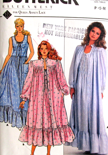 Vtg 80s Eileen West Womens Misses Sewing Pattern Nightgown Ruffle Robe ...