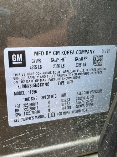 2021-2023 Chevrolet Trailblazer Black/White Rear Spoiler 42789867 OEM ...