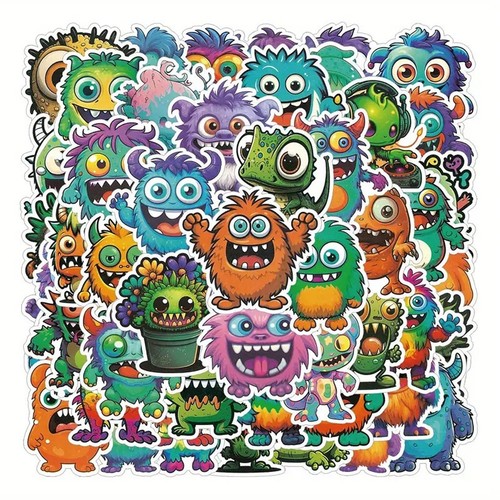50pc Fun Colorful Cartoon Monster Sticker Pack Scrapbook & Journaling ...