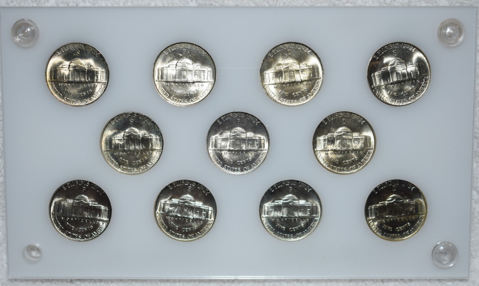 1942-1945 Silver War Nickels in a Capital Plastics Holder - Eleven 35% ...