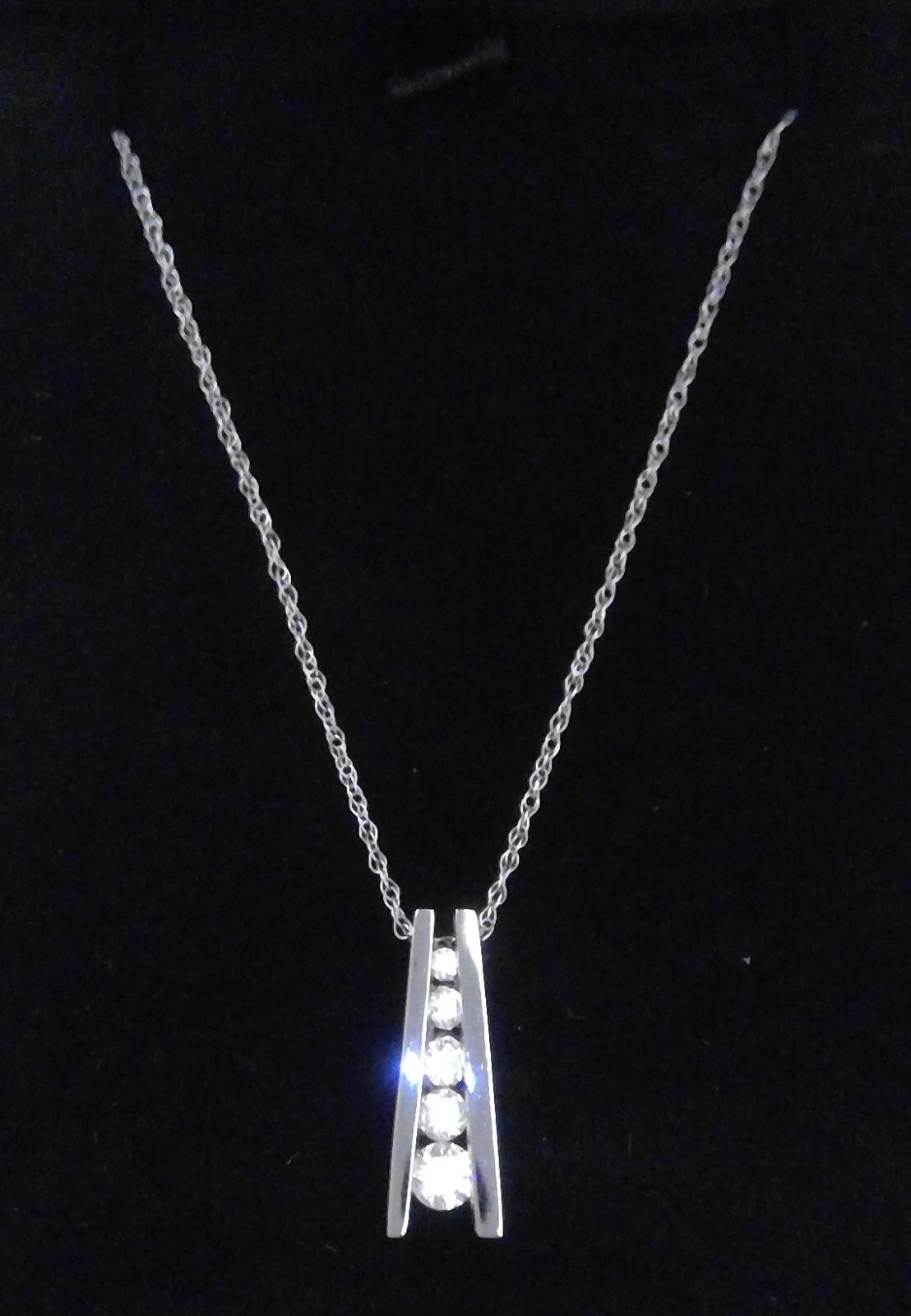 NEW Five Diamond Ladder Pendant Necklace - 14K White Gold | eBay