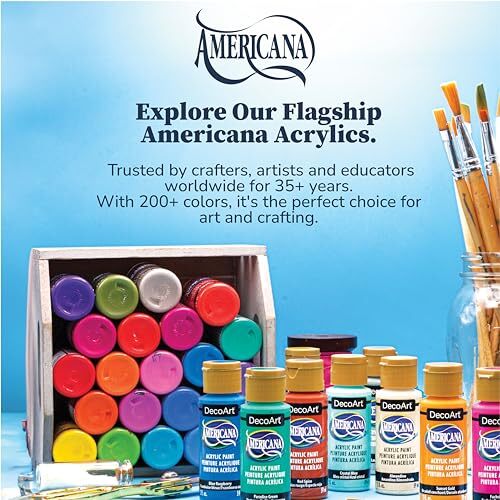 Americana Acrylics Paint, Set of 18 Popular Colors, 2 fl oz Bottle ...