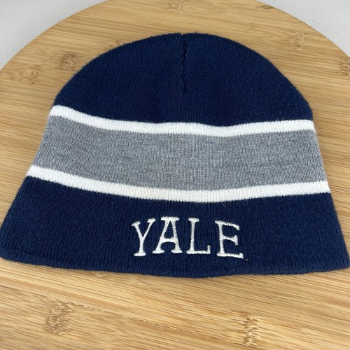 Yale Bulldogs Beanie Hat Cap Ski Winter Blue Embroidered Knit Stripe ...