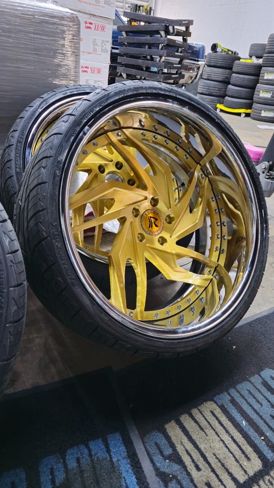 4- 22" Rucci Breitling Brushed Face Gold Wheels 5x120.7 Monte Carlo ...