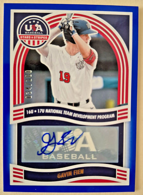2024 Panini Stars & Stripes GAVIN FIEN #/100 Blue Foil Auto Autograph ...