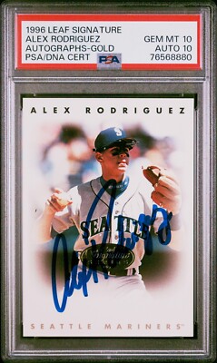 Alex Rodriguez Signed 1996 Leaf Signature Gold PSA 10 PSA/DNA 10 AUTO ...