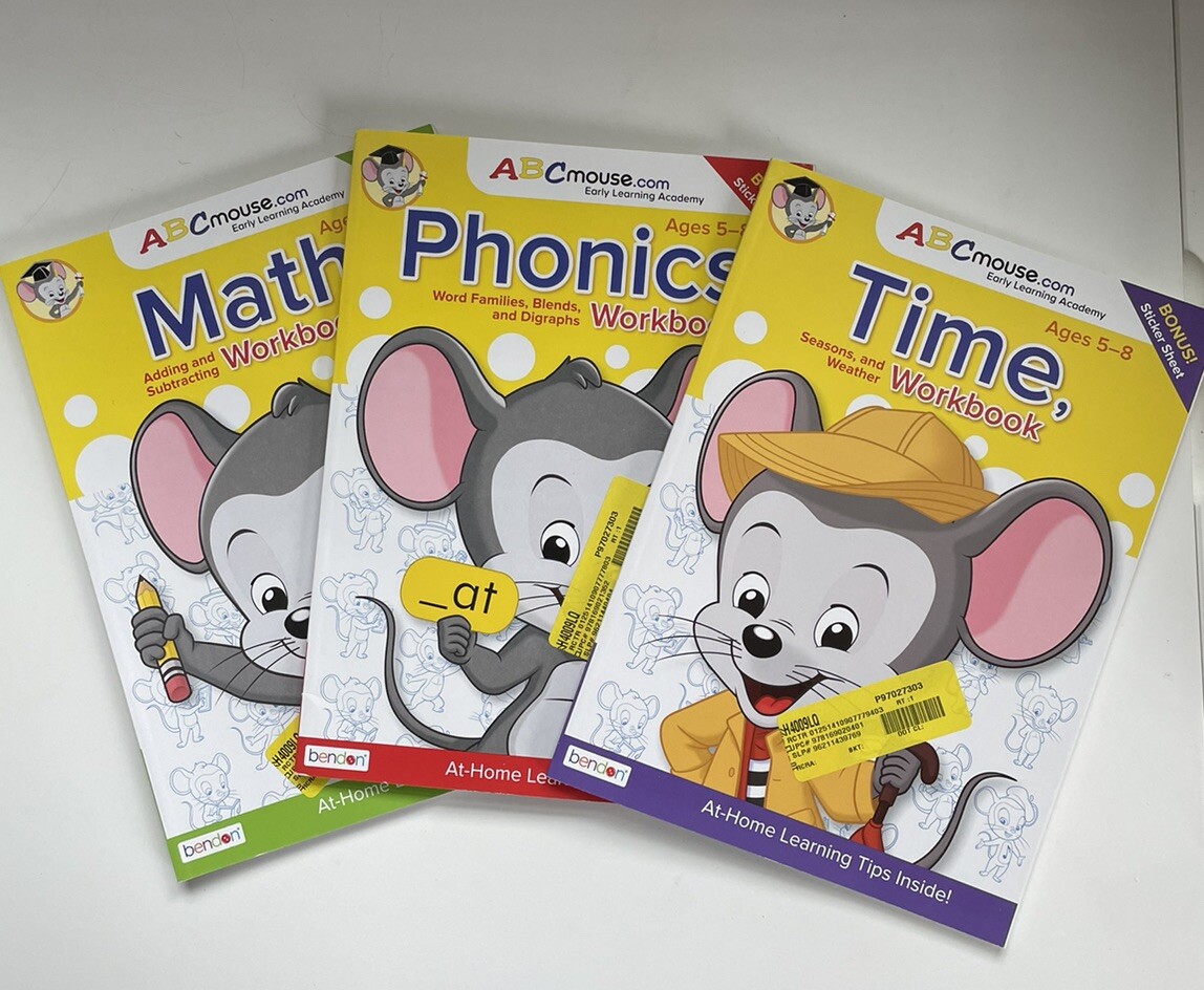 3-ABC Mouse Early Learning Academy Time, Math And Phonetics Workbooks ...