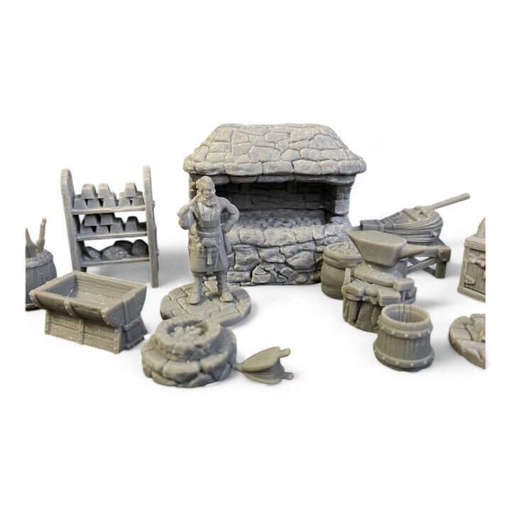 28mm Blacksmith Set Dungeons Dragons DnD D&D Market Castle Village ...