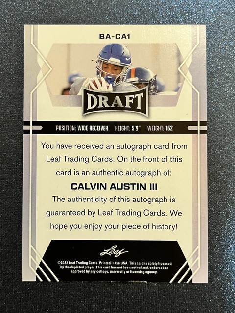 2022 Leaf Draft - Autographs #BA-CA1 Calvin Austin III (AU, RC) for ...