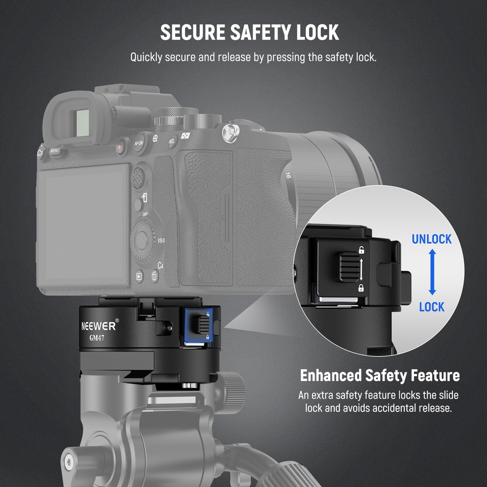 NEEWER Quick Release Plate Kit Auto Lock Square QR Camera Tripod Mount ...