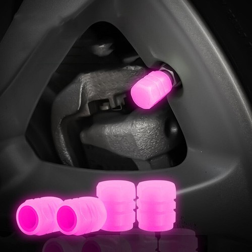 4Pcs Pink Luminous Car Tire Valve Cap Car Wheel Tyre Rim Stem Cover ...