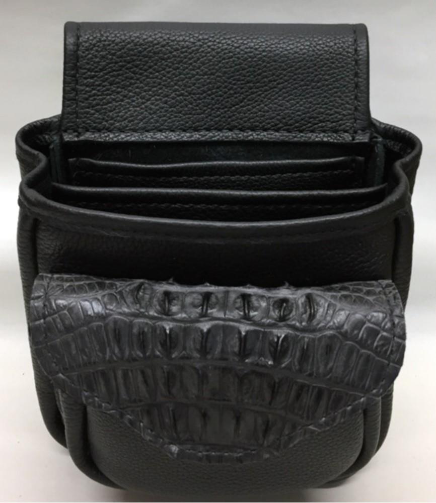 CROCODILE & LEATHER SHOTGUN SHELL POUCH Skeet Sporting Clay HORNBACK ...