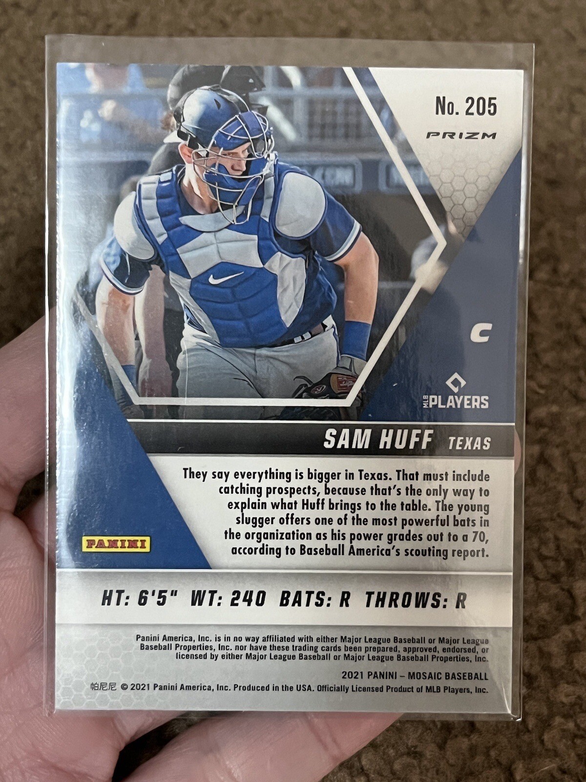 2021 Mosaic Sam Huff Rookie Card RC Reactive Blue Prizm Parallel Texas ...