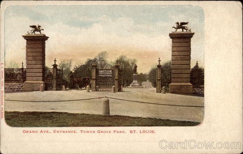 St. Louis,MO Grand Ave. Entrance,Tower Grover Park Kropp Missouri ...