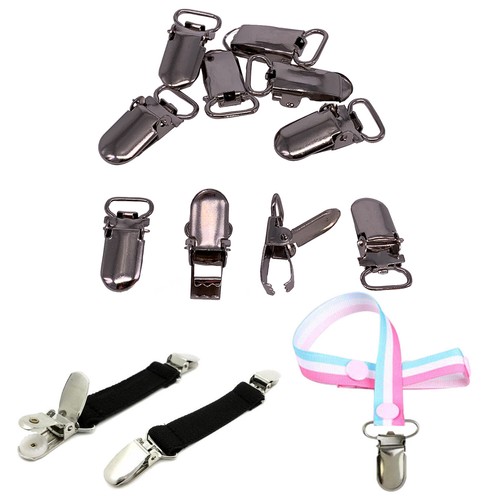 Silver Brace Clips Dungaree Suspender Clasps Baby Dummy Strap Grips ...