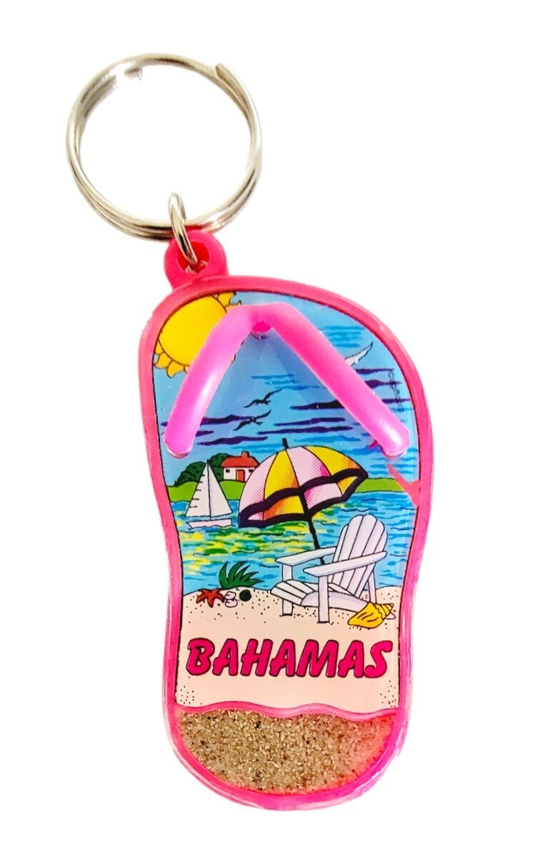 Bahamas Sand Flip Flop Keychain Plastic Beach Sandal Island Souvenir ...