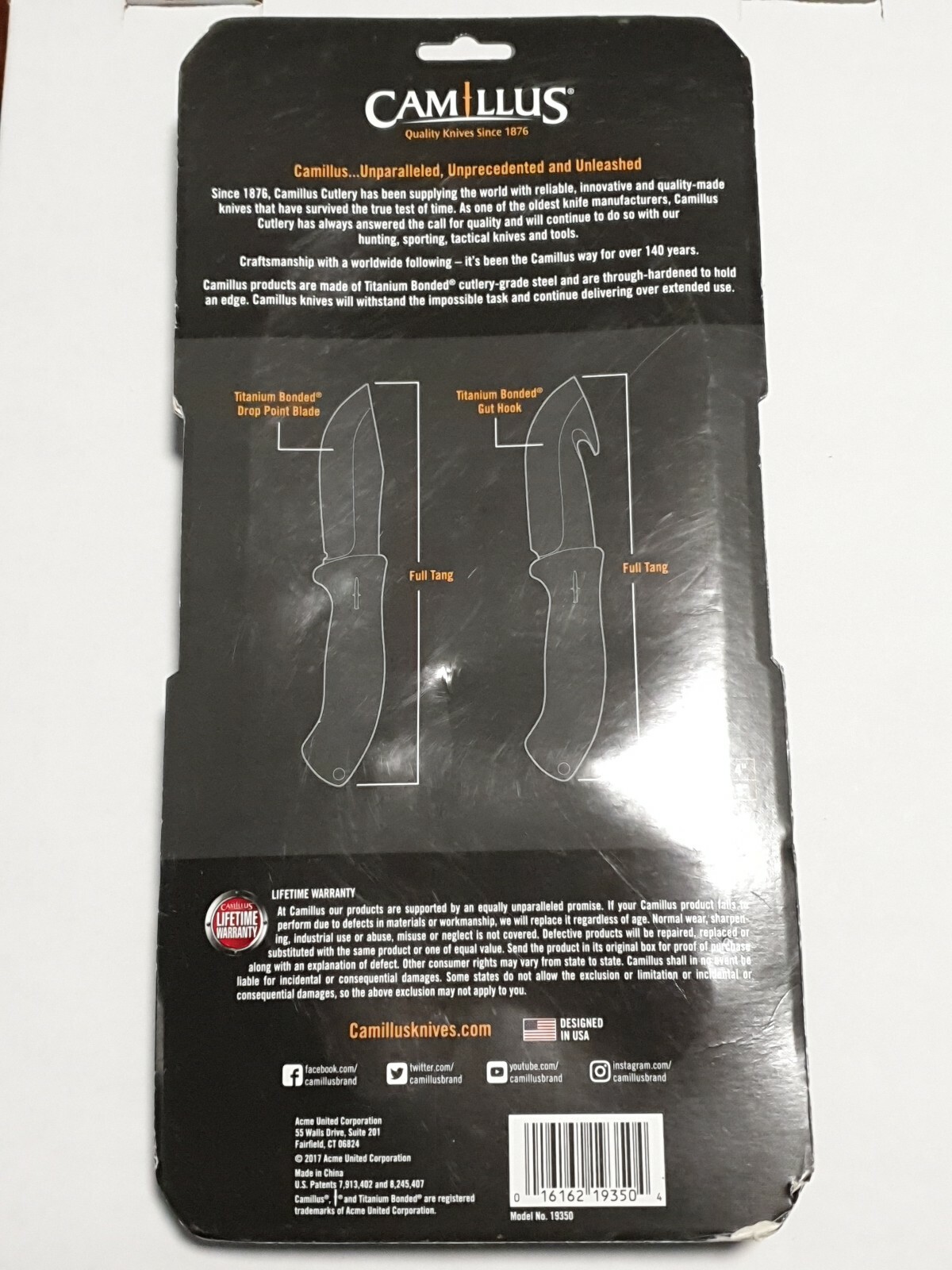 Camillus Game Combo 2 PC Knife Set Drop Point Gut Hook Hunting Titanium ...