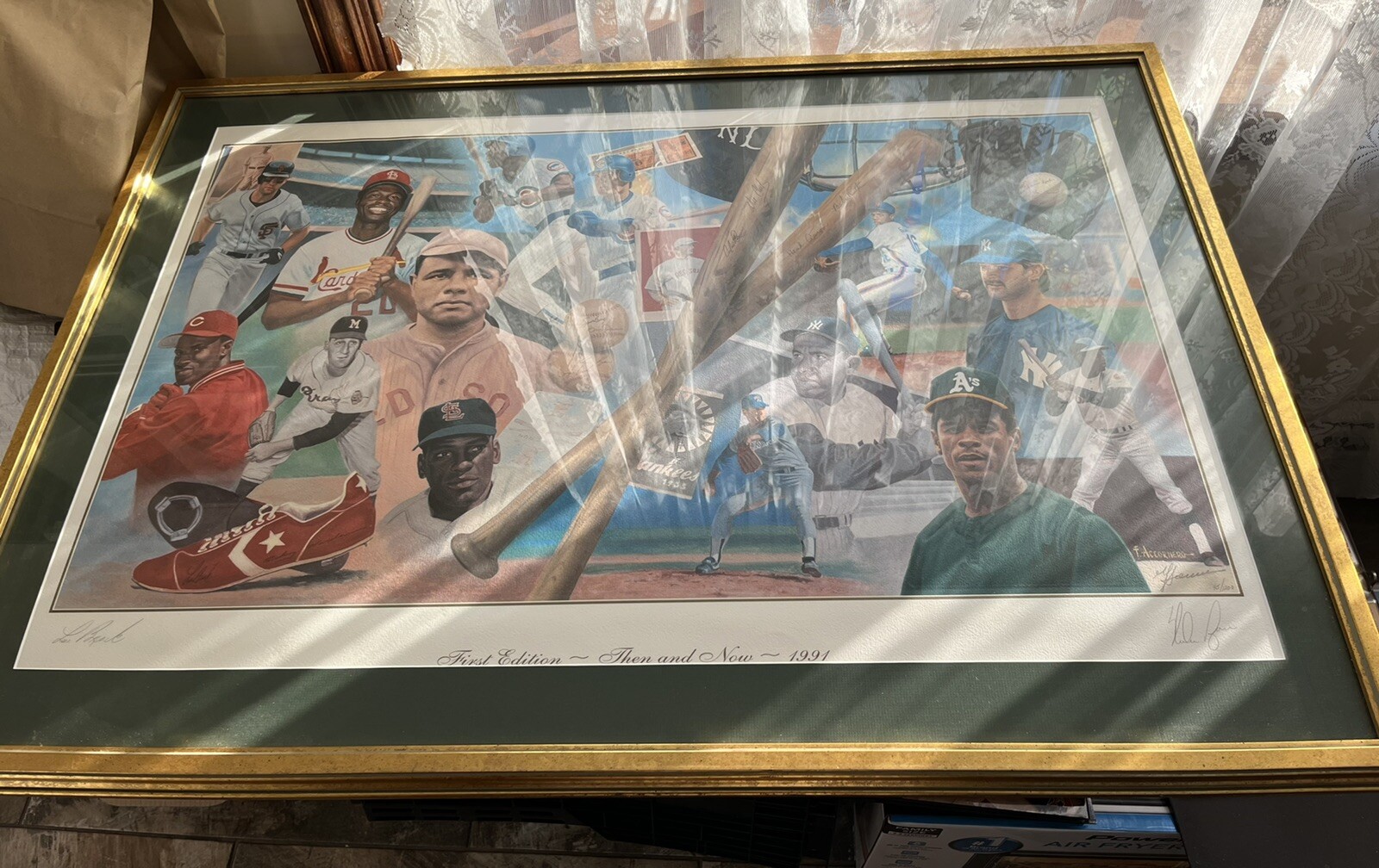 Nolan Ryan / Brock AUTO HOF 1991 Poster Framed 35x23 Nabisco Then and ...