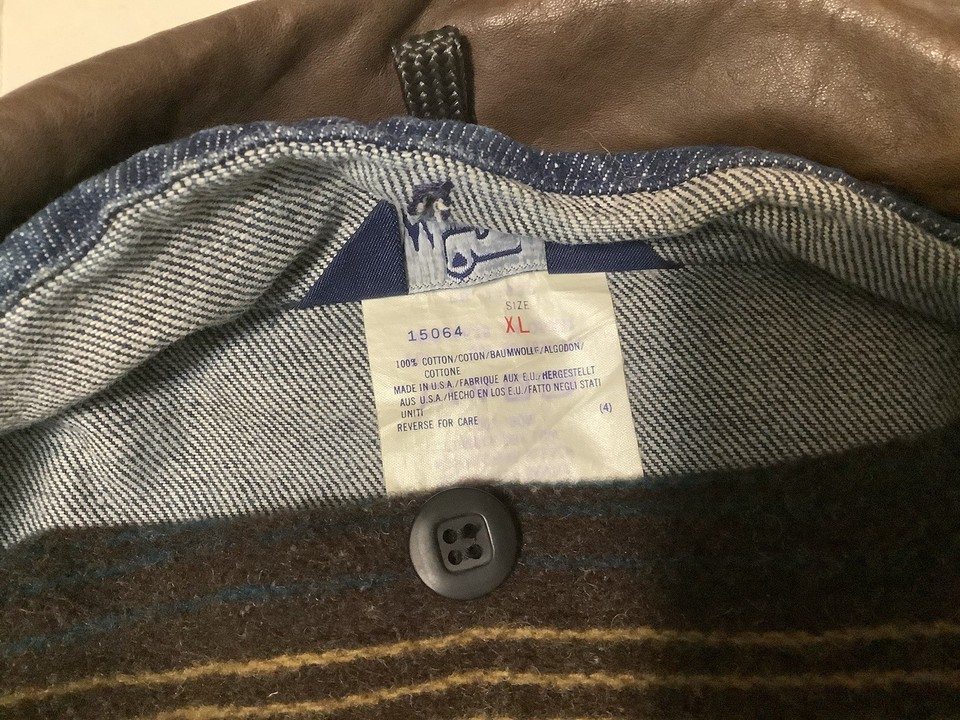 Vintage Woolrich Denim Barn Coat Blanket Lined Jacket Men's XL - Made ...