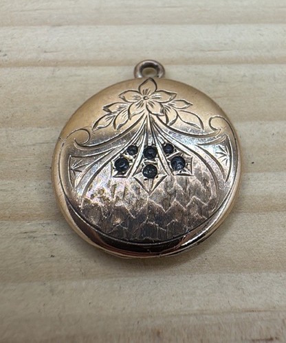 Antique Victorian Round Etched Gold Filled Rhinestone Locket | eBay