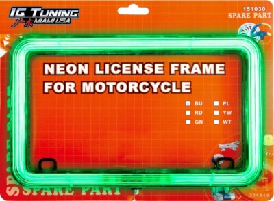 Universal Motorcycle Neon License Plate Frame Green | eBay