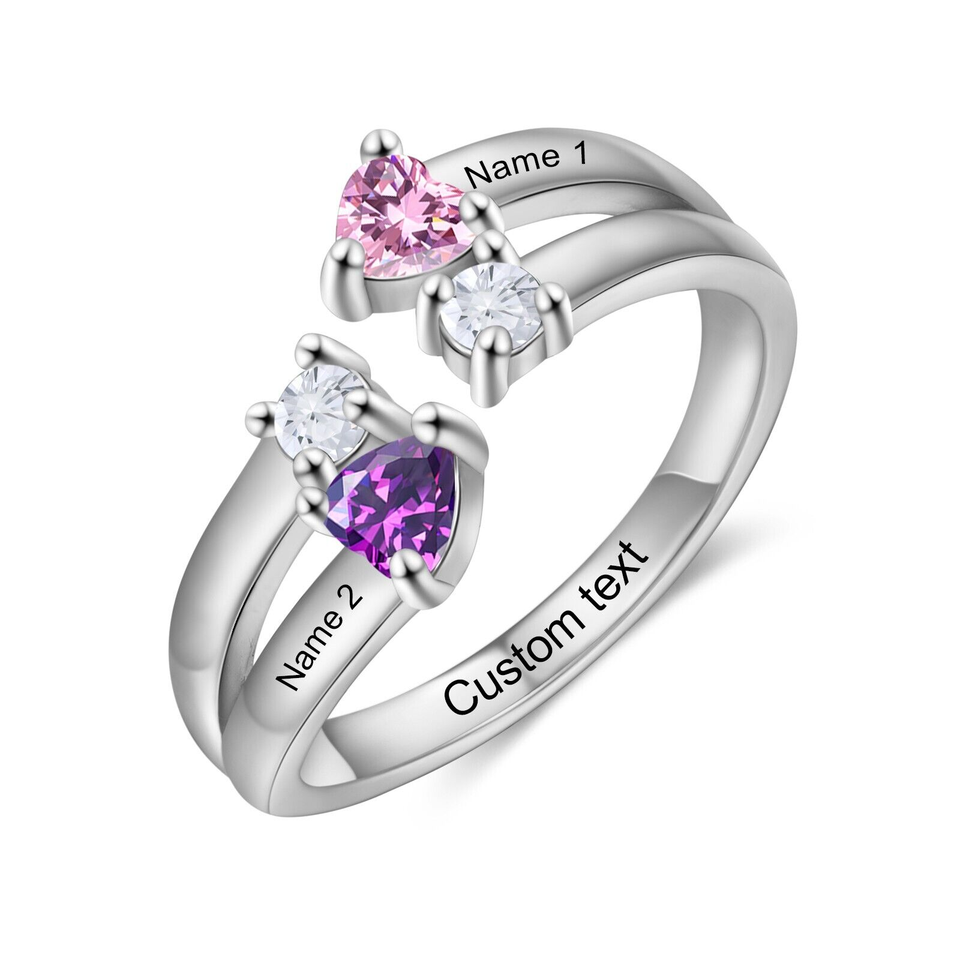 Personalized Mothers Ring Sterling Silver Engraved 2-4 Names ...