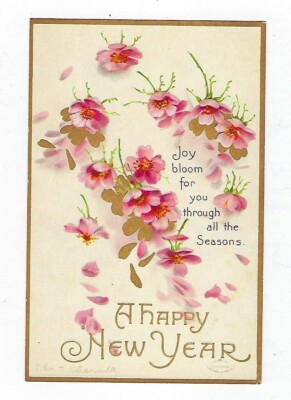 Early 1900's Singed Clapsaddle New Year Postcard Series 2462 Joy Bloom ...