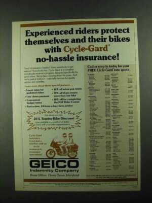 1987 Geico Cycle-Gard Insurance Ad - Experienced Riders | eBay