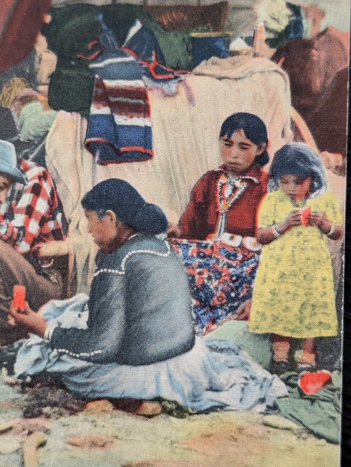 Cowboy & Indian Family Covered Wagon at Fair Native American Linen ...