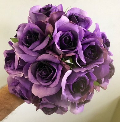 Silk Artificial Purple Rose Roses Bunch Wedding Bouquet Bouquets Fake ...