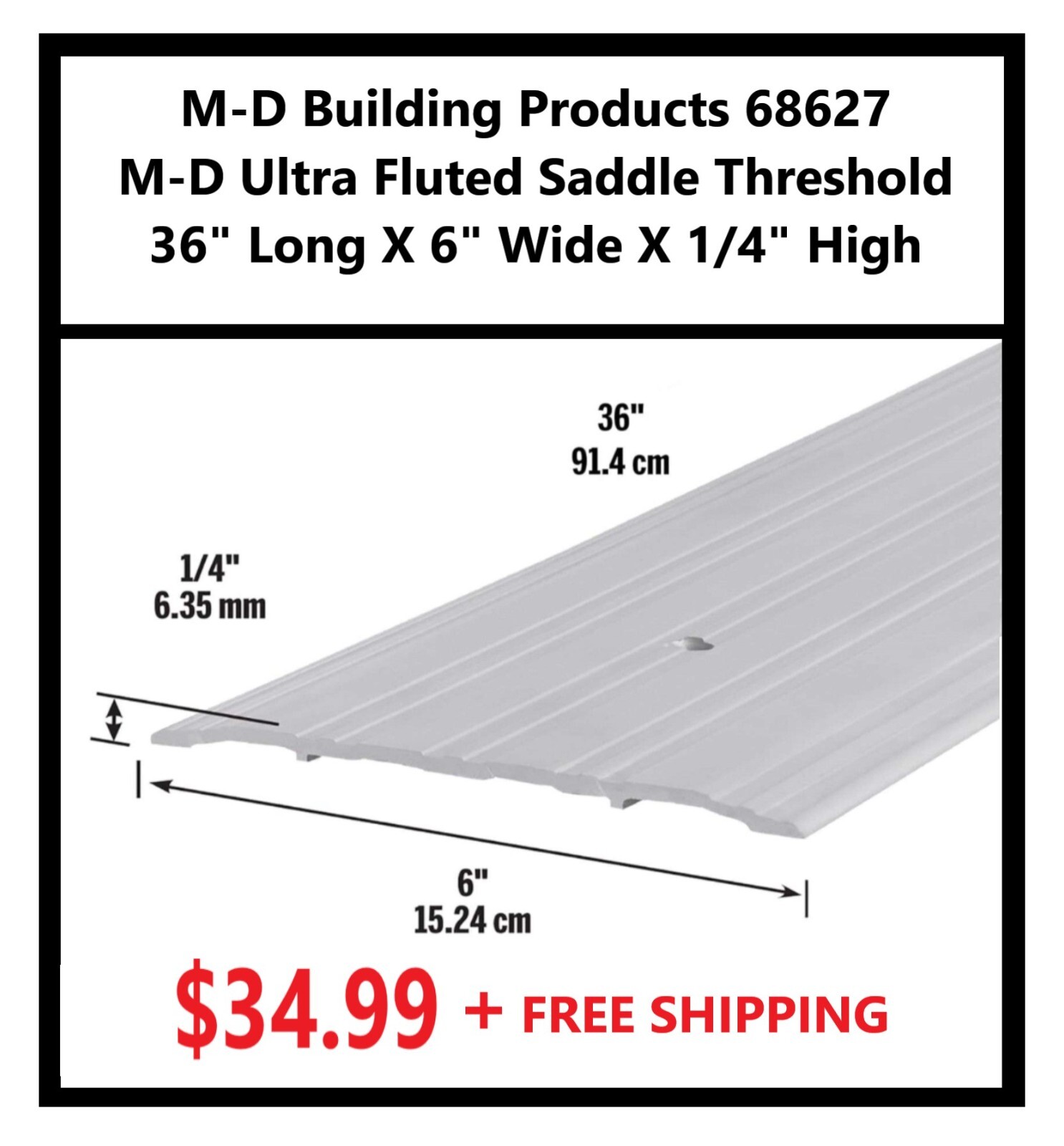 M-D Building Products Ultra Fluted Aluminum Saddle Threshold 36" X 6" X ...