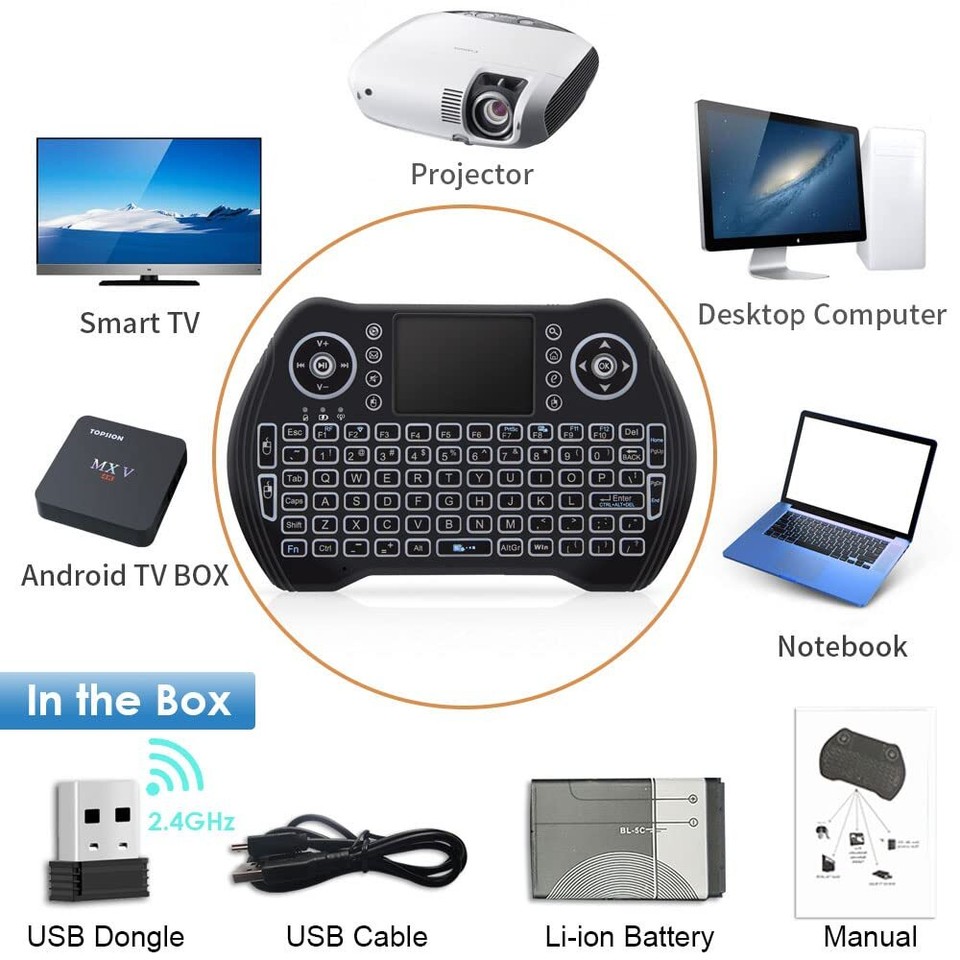 2.4GHz Wireless Mini Keyboard Touchpad for Android TV Box Game Pad ...