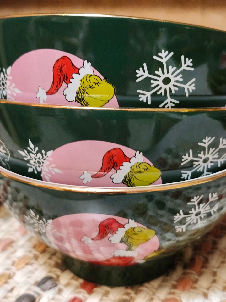 DR.SEUSS HOW THE GRINCH STOLE CHRISTMAS BOWLS SET OF 4 ICE CREAM NEW ...