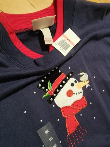 NWT 80s-90s Top Stitch Women's Double Collared Sweatshirt. Snowman ...
