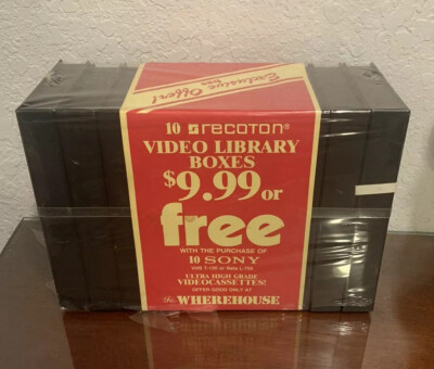 Vintage Recoton 10 Pack BLACK Clamshell VHS Video Cassette Tape Case ...