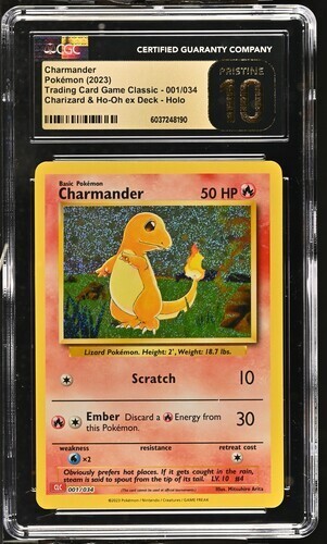CGC 10 Pristine Charmander 001/034 Classic Collection English - Pokemon ...