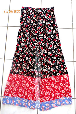 Express Womens Size S Floral Button Up Maxi Skirt High Front Slit F13 ...