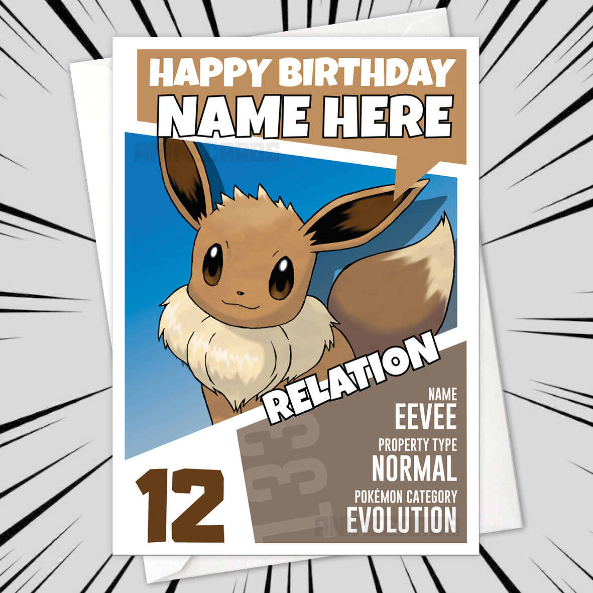 Personalised EEVEE POKEMON Birthday Card • personalized pokémon anime ...