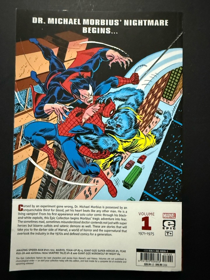 Morbius Epic Collection #1 (Marvel Comics 2020) The Living Vampire | eBay