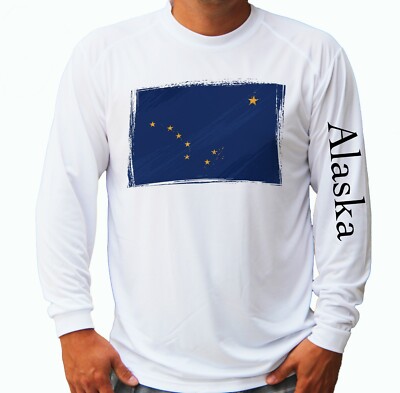 Alaska State Flag Fishing Boat Long Sleeve UPF 30 T-Shirt Sun UV ...