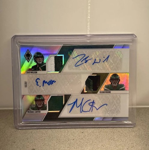 2021 Panini Phoenix Zach Wilson, Carter, Moore triple rookie patch auto ...