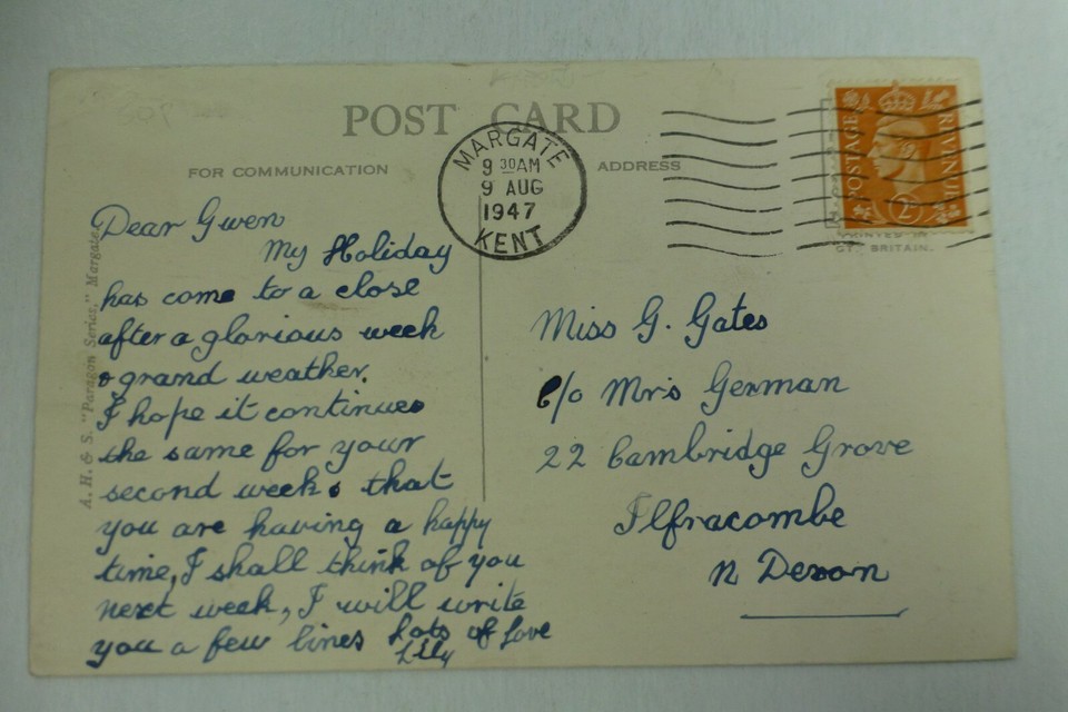 e043 Promenade & Bandstand BROADSTAIRS Postcard 1947 | eBay UK