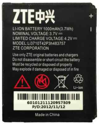 Genuine ZTE Li-ion Battery AT&T Z431 ZTE LI3710T42P3H483757 1000mAh OEM ...