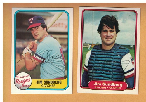 JIM SUNDBERG AUTOGRAPH 1981 & 1982 FLEER BASEBALL Card SIGNED TEXAS ...