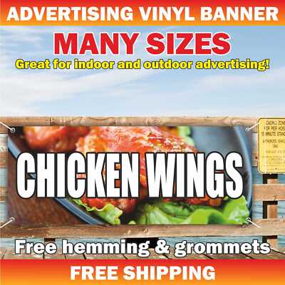 CHICKEN WINGS Advertising Banner Vinyl Mesh Sign bar buffet fried ...