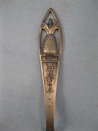 Aloha Hawaii State Souvenir Spoon Silverplate Cutout Of Pineapple At ...